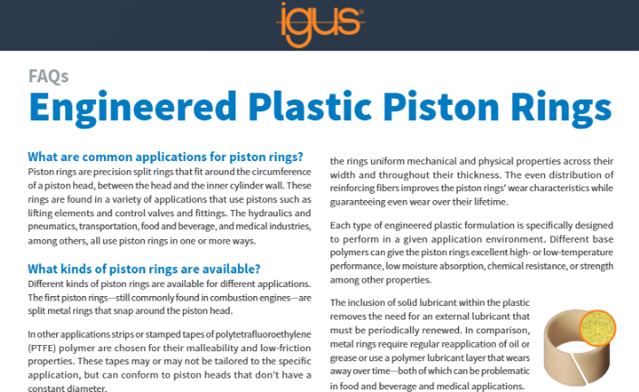 FAQ: Engineered Plastic Piston Rings | igus® Canada Blog & Toolbox