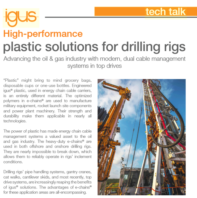 High-performance plastic solutions for drilling rigs | igus® Canada ...