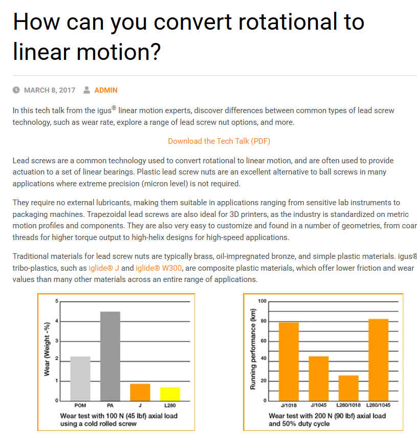 How can you convert rotational to linear motion? | igus® Canada Blog & Toolbox