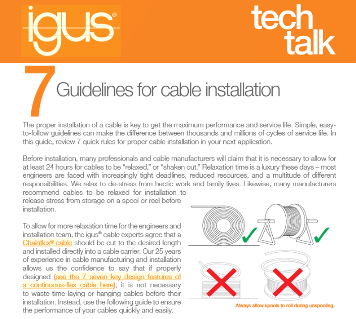 7 Guidelines for Cable Installation | igus® Canada Blog & Toolbox