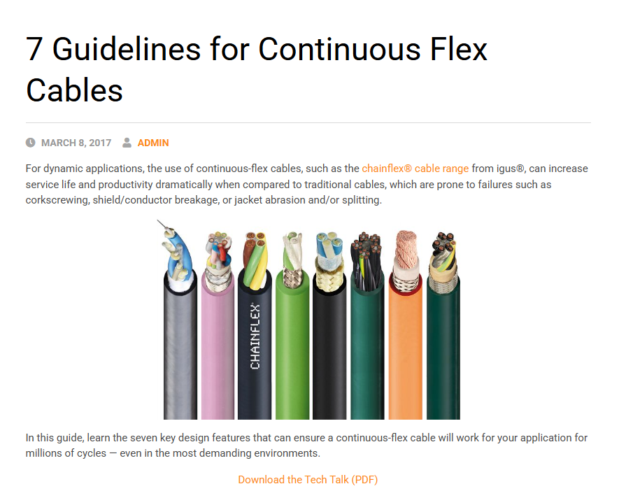 7 Guidelines for Continuous Flex Cables | igus® Canada Blog & Toolbox